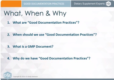 Good Documentation Practices (GDPs) – Dietary Supplement Experts